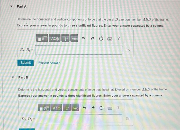 Solved Take P=900lb. Part A) Determine the horizontal and | Chegg.com