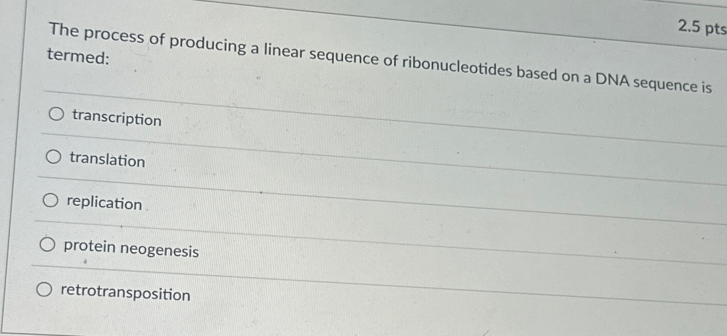 Solved 2.5 ﻿ptsThe process of producing a linear sequence of | Chegg.com