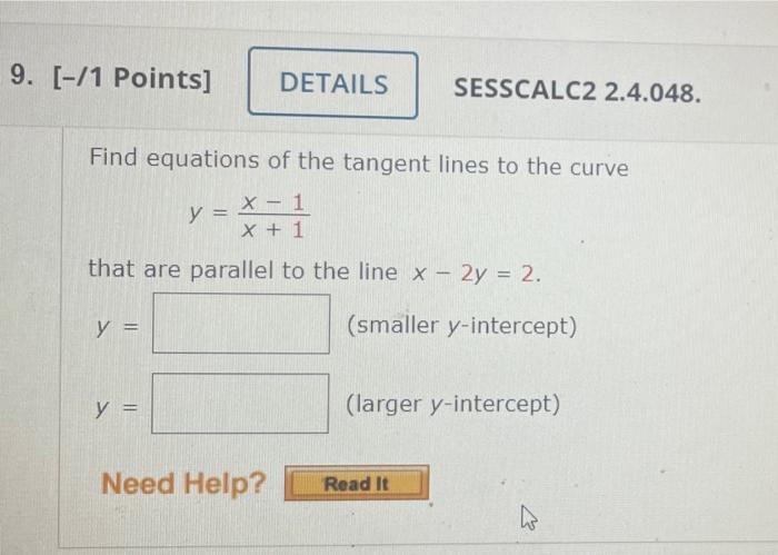 Solved Find equations of the tangent lines to the curve | Chegg.com