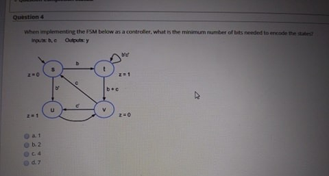Solved Question 4 When implementing the FSM below as a | Chegg.com