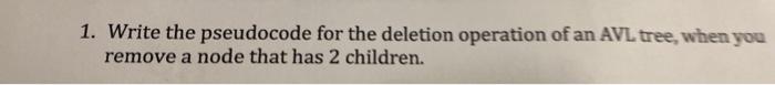 1. Write the pseudocode for the deletion operation of | Chegg.com