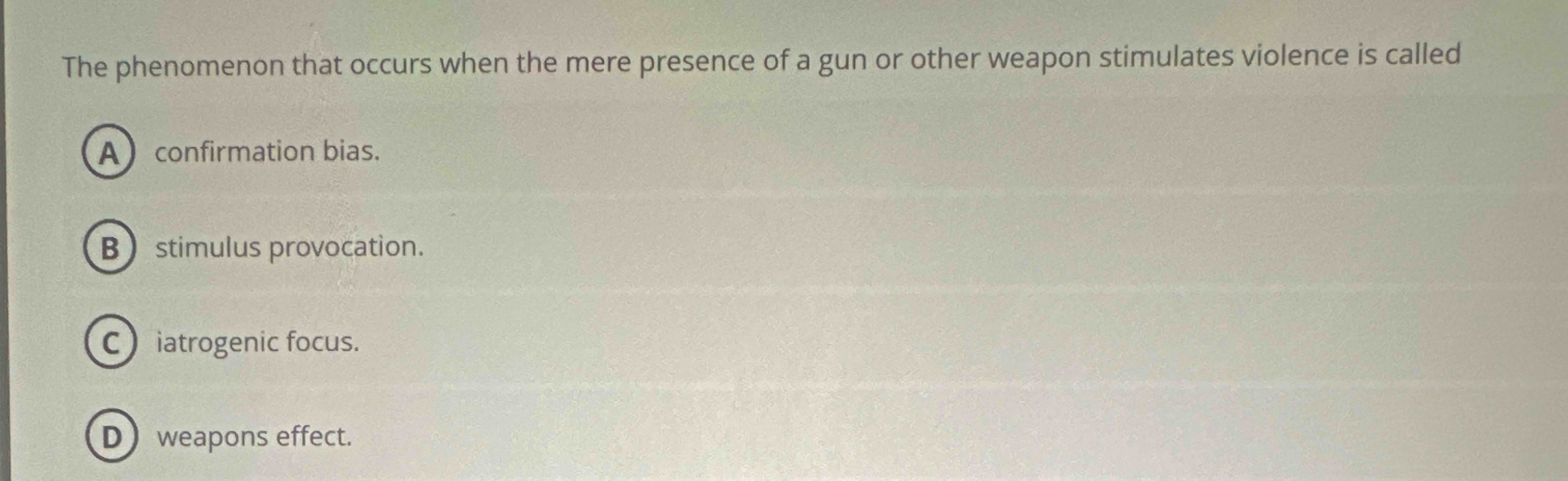 Solved The phenomenon that occurs when the mere presence of | Chegg.com
