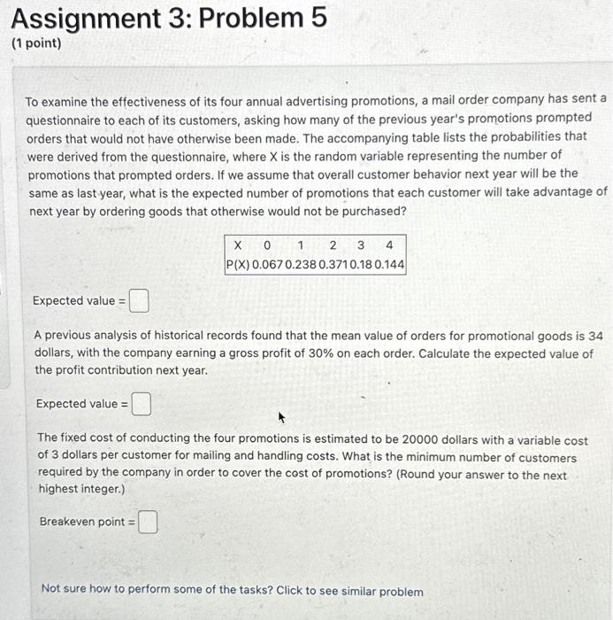 Solved Assignment 3: Problem 5 (1 point) To examine the | Chegg.com