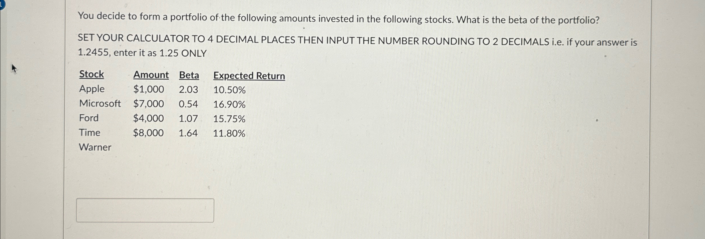 Solved You decide to form a portfolio of the following | Chegg.com