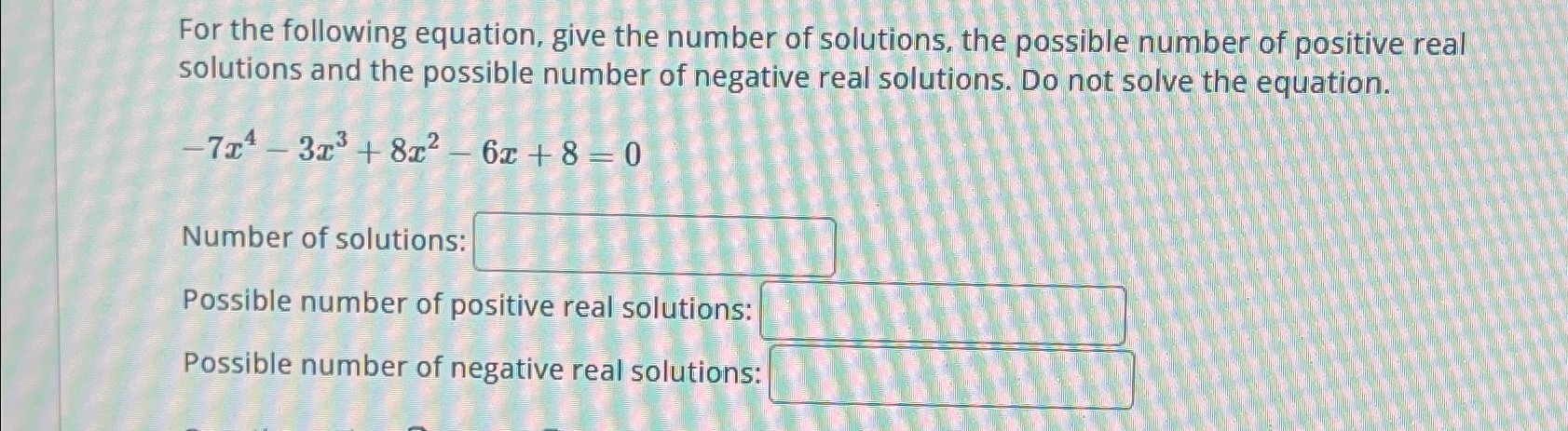 Solved For the following equation, give the number of | Chegg.com