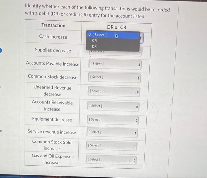 Solved Identify whether each of the following transactions | Chegg.com