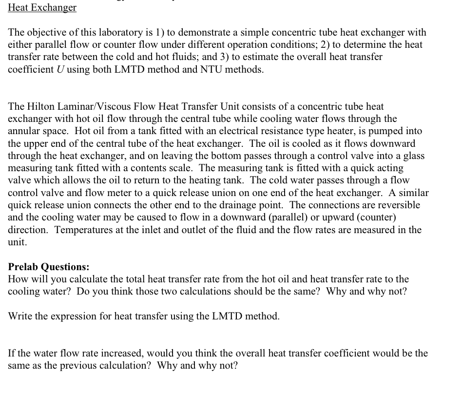 Solved Hurry please: Heat ExchangerThe objective of this | Chegg.com