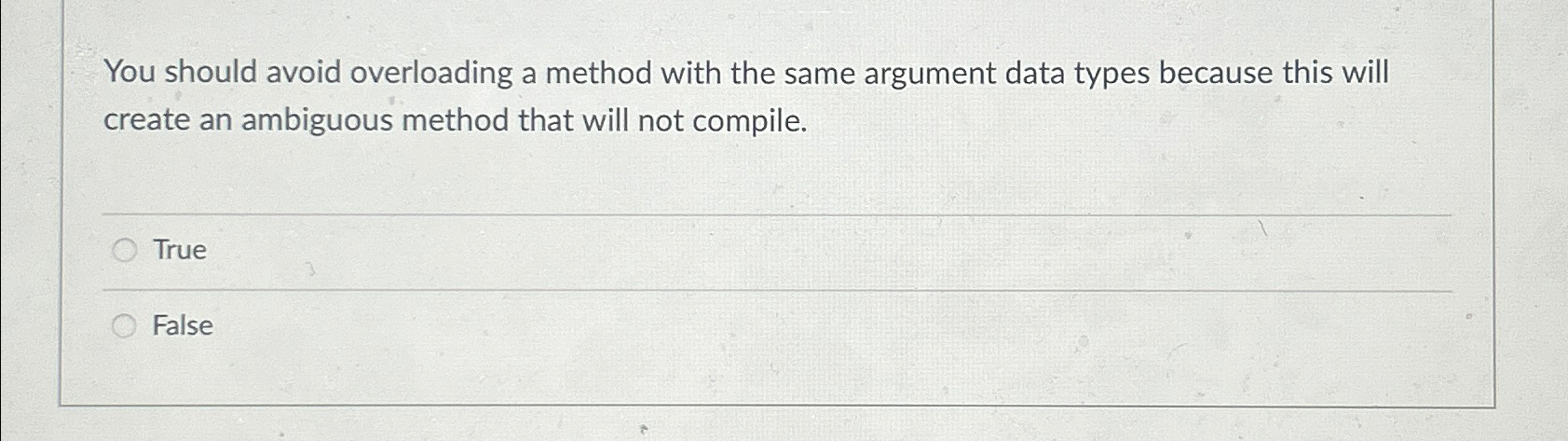 Solved You Should Avoid Overloading A Method With The Same