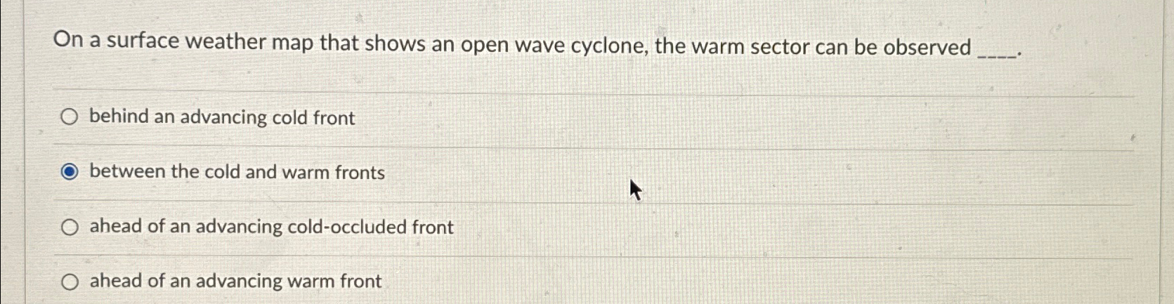 Solved On a surface weather map that shows an open wave | Chegg.com