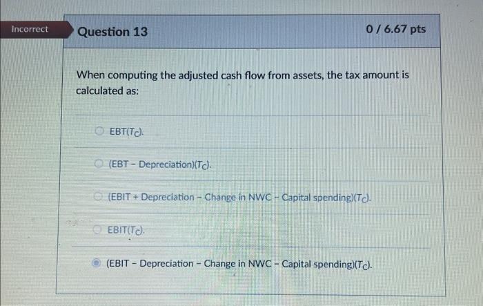 Solved When Computing The Adjusted Cash Flow From Assets