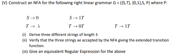 Solved Intro to Automata, Regular Grammars Homework:(V) | Chegg.com