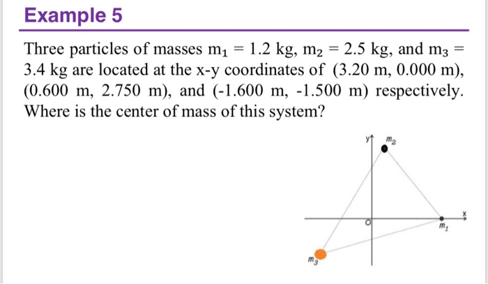 Solved Example 5 Three particles of masses m1 = 1.2 kg, m2 | Chegg.com