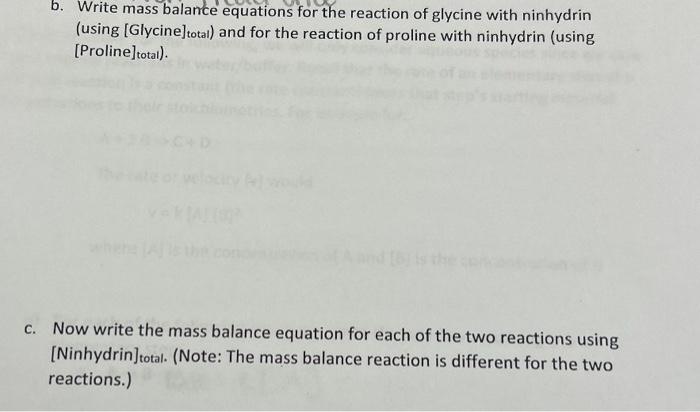 Solved b. Write mass balance equations for the reaction of | Chegg.com