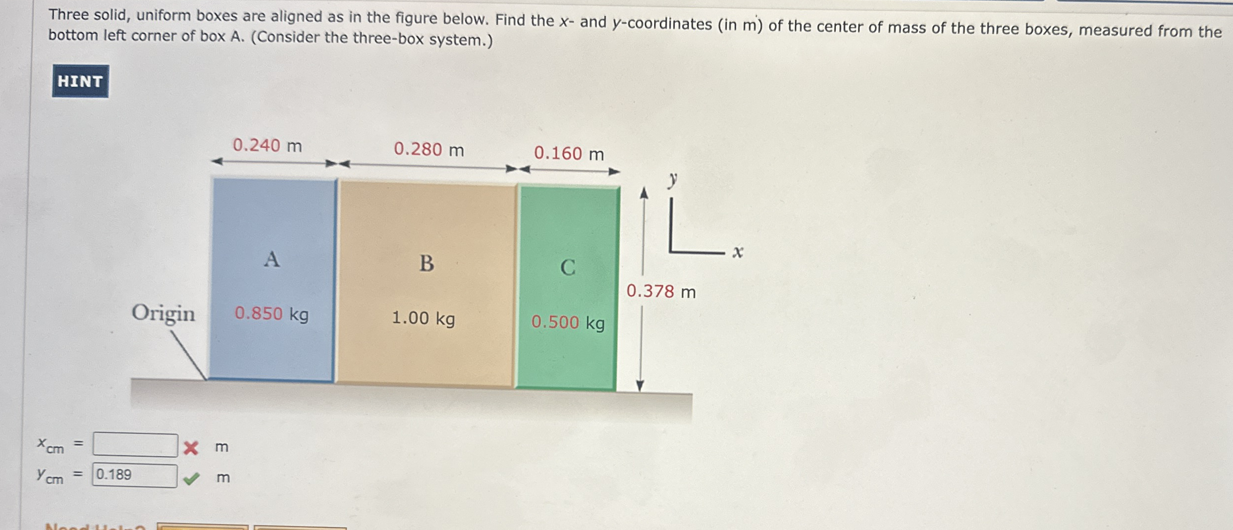 Solved Three solid, uniform boxes are aligned as in the | Chegg.com