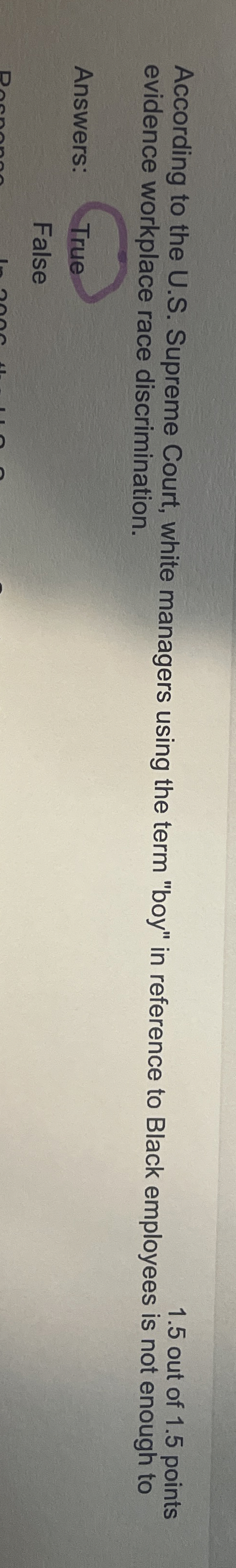 Solved 1.5 ﻿out of 1.5 ﻿pointsAccording to the U.S. ﻿Supreme | Chegg.com