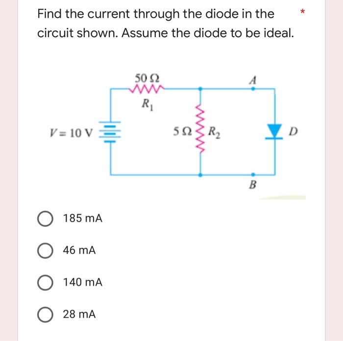 Solved Find the current through the diode in the circuit | Chegg.com