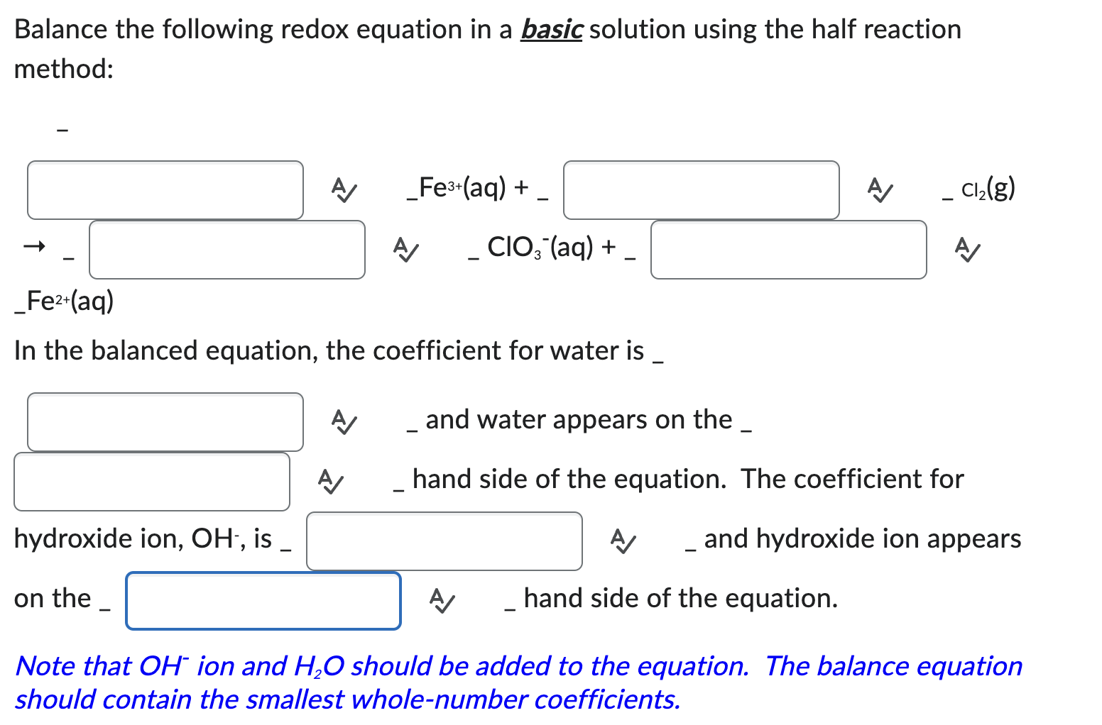 Solved Balance the following redox equation in a basic | Chegg.com