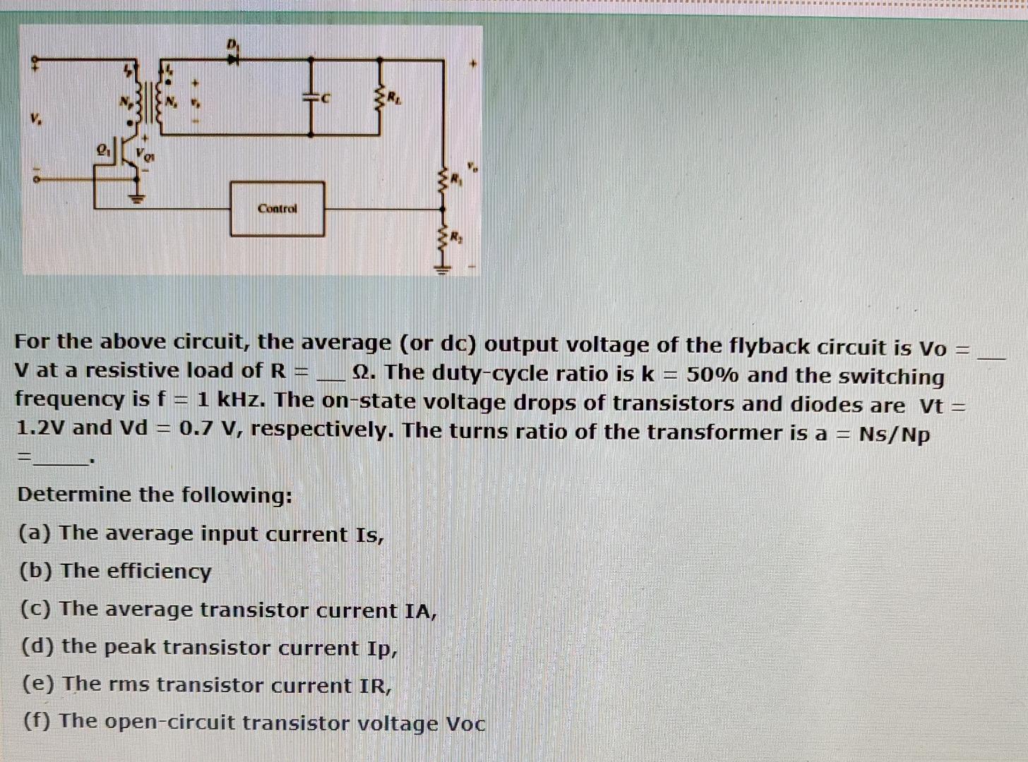 Solved For the above circuit, the average (or dc) ﻿output | Chegg.com