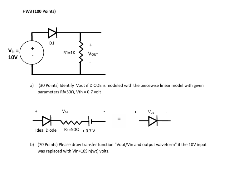 Solved HW3 (100 ﻿Points)a) (30 ﻿Points) ﻿Identify Vout if | Chegg.com