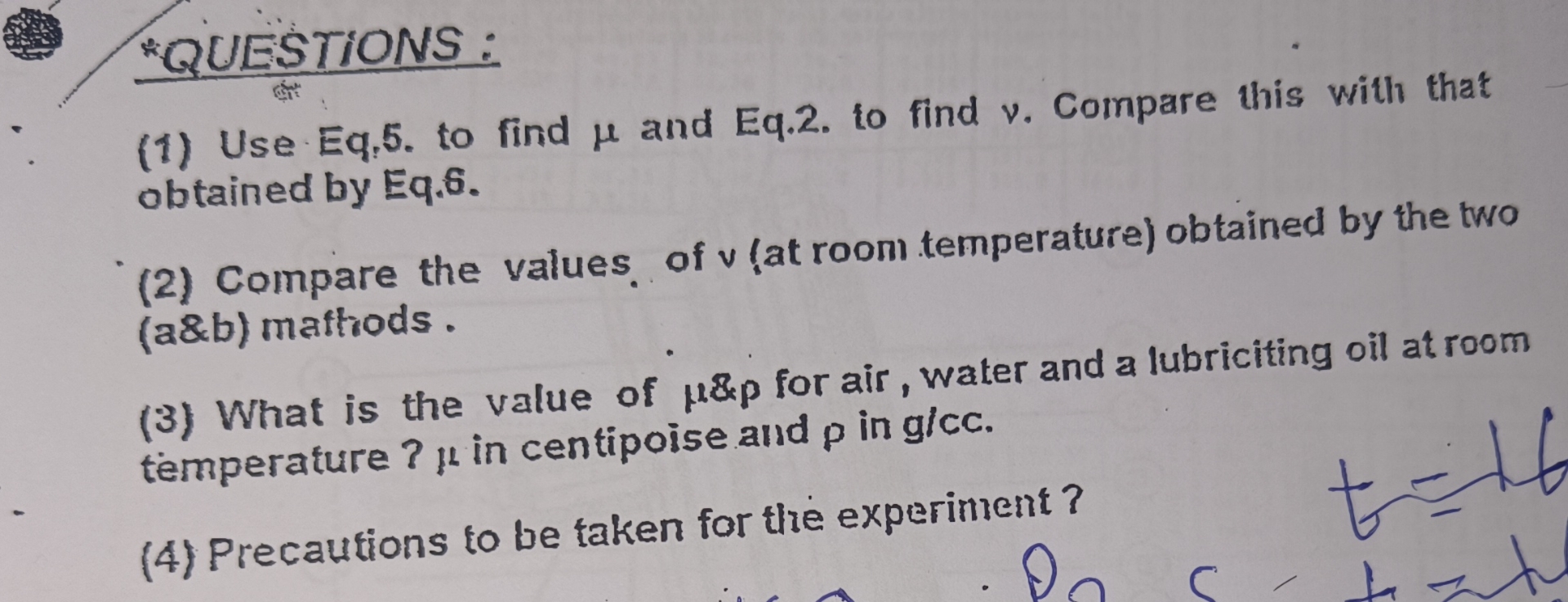Solved "QUESTIONS:(1) ﻿Use Eq.5. ﻿to find μ ﻿and Eq.2. ﻿to | Chegg.com