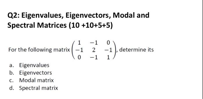 Solved Q2: Eigenvalues, Eigenvectors, Modal and Spectral | Chegg.com