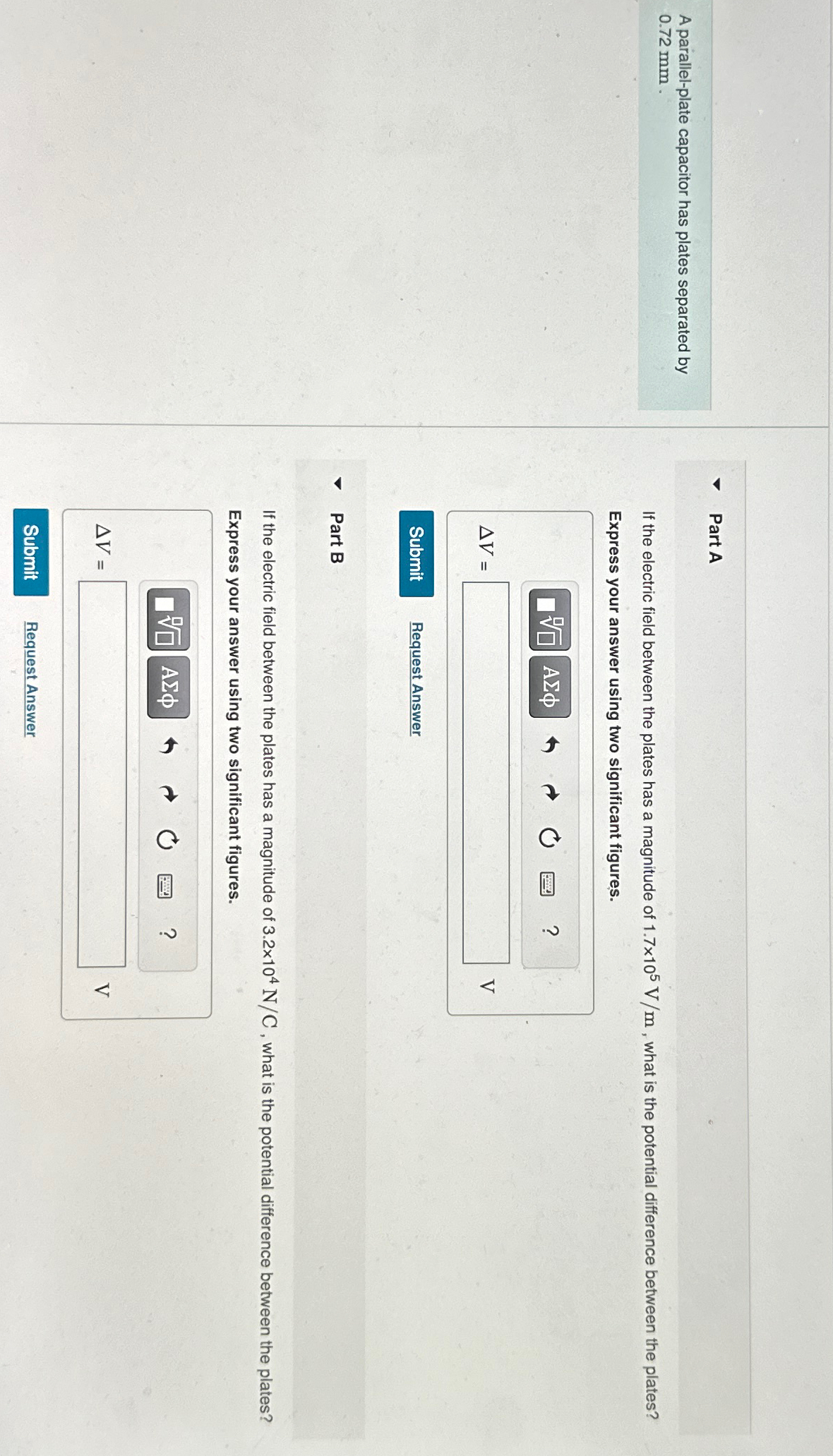 Solved A parallel-plate capacitor has plates separated by | Chegg.com
