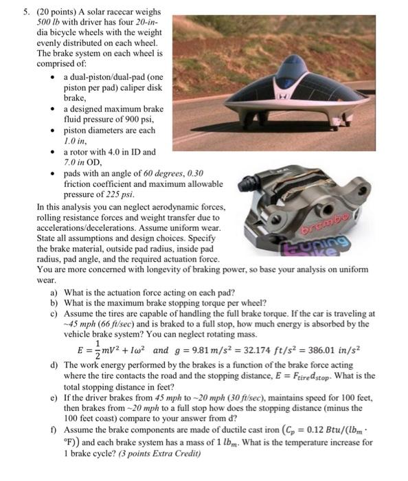 Solved 7.0 in OD, - pads with an angle of 60 degrees, 0.30 | Chegg.com