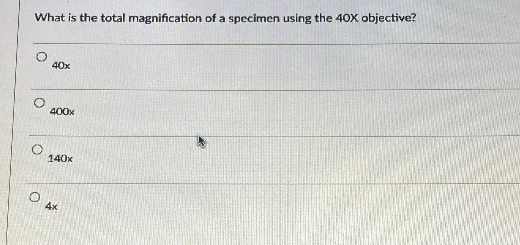 Solved What is the total magnification of a specimen using | Chegg.com
