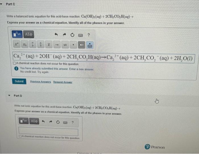 Solved White a balanced ionic equation for this strong | Chegg.com
