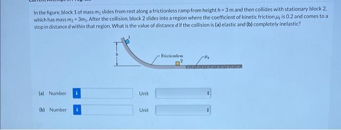 Solved In the figure, block 1 of mass m1 slides from rest | Chegg.com