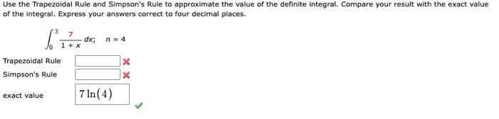 Solved Use the Trapezoidal Rule and Simpson's Rule to | Chegg.com