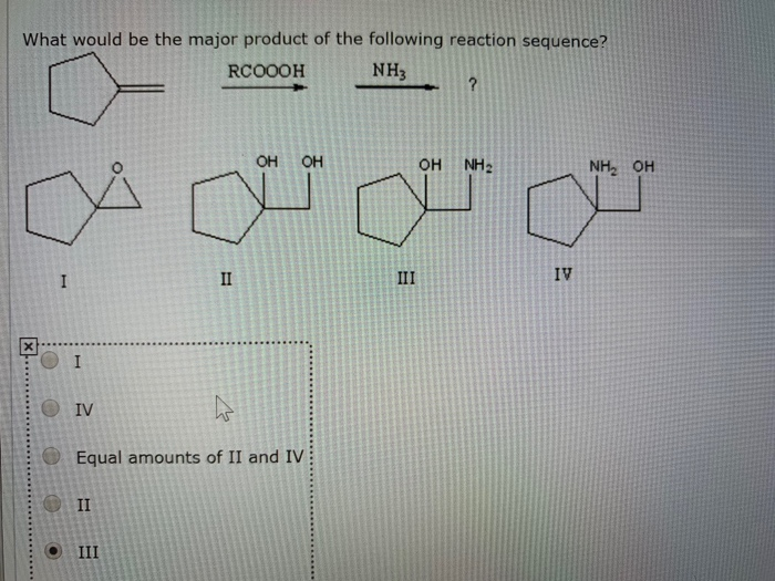 Solved What would be the major product of the following | Chegg.com