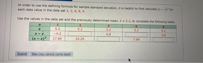 Solved In order to use the defining formula for sample | Chegg.com