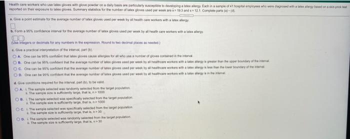 Solved Health workers who usatex gloves with gove power on a | Chegg.com