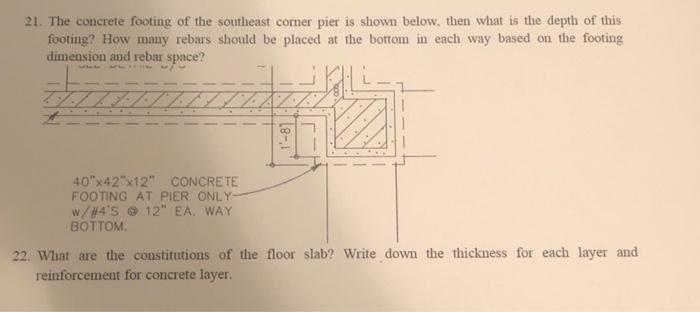 Solved 21. The concrete footing of the southeast corner pier | Chegg.com