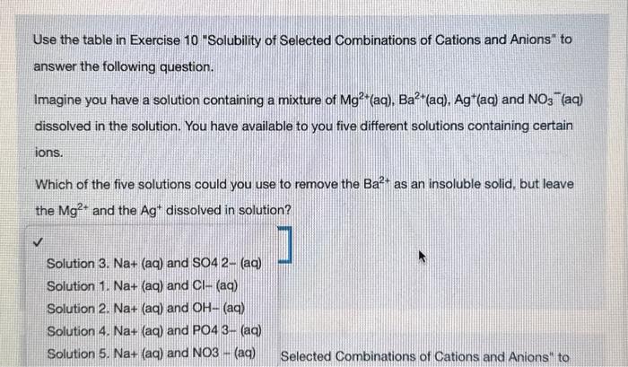 Solved Use the table in Exercise 10 "Solubility of Selected | Chegg.com