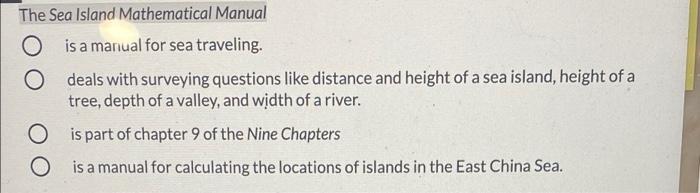 Solved The Sea Island Mathematical Manual is a manual for | Chegg.com