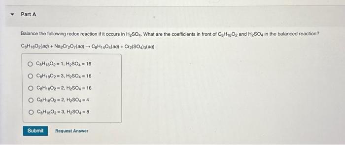 Solved Balance the following redox reaction if it occurs in | Chegg.com