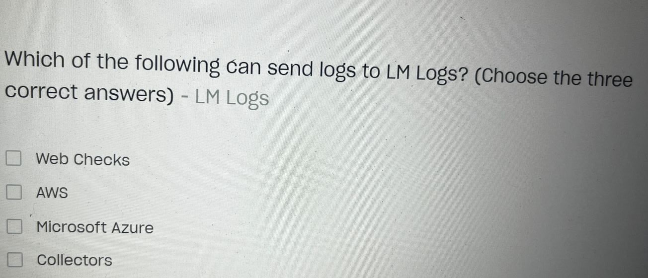 Solved Which of the following can send logs to LM Logs? | Chegg.com Solved Which of the following can send logs to LM Logs? | Chegg.com