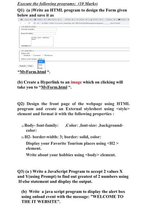 Solved Execute the following programs: (10 Marks) Q1) | Chegg.com