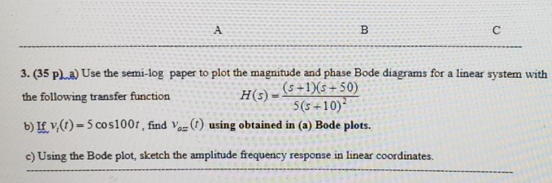 Solved 3. (35 p.a) Use the semi-log paper to plot the | Chegg.com