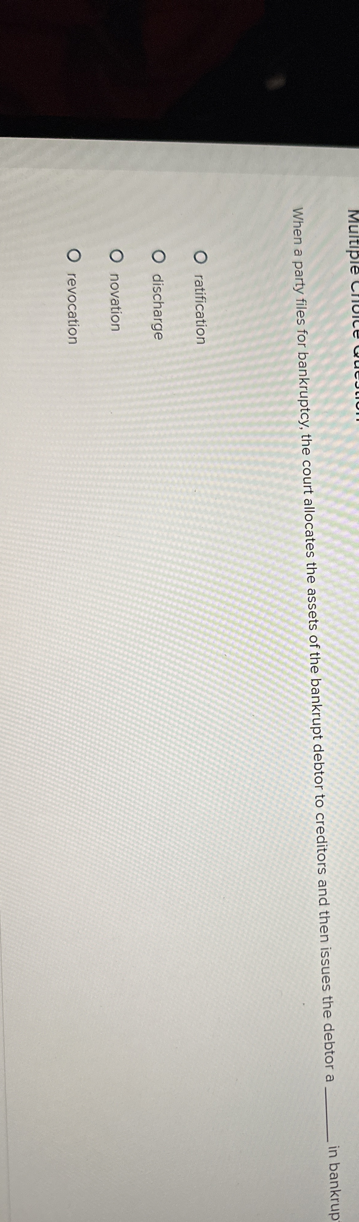 Solved When a party files for bankruptcy, the court | Chegg.com