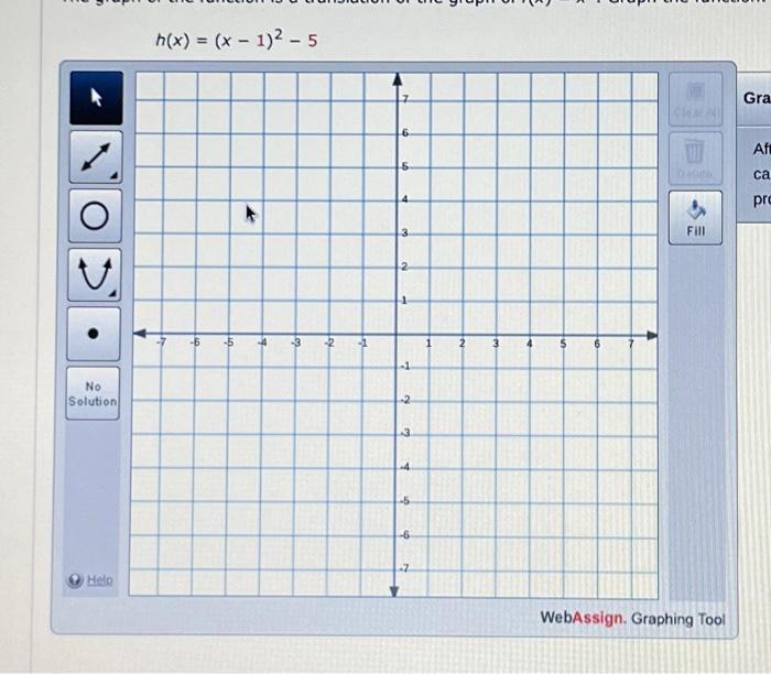 Solved No Solution Help h(x) = (x - 1)² the graph if the | Chegg.com