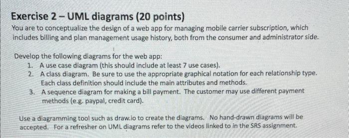 Solved Exercise 2 - UML diagrams ( 20 points) You are to | Chegg.com Solved Exercise 2 - UML diagrams ( 20 points) You are to | Chegg.com