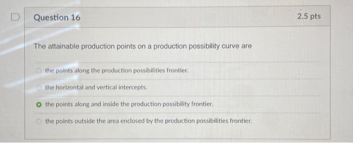 Solved The attainable production points on a production | Chegg.com