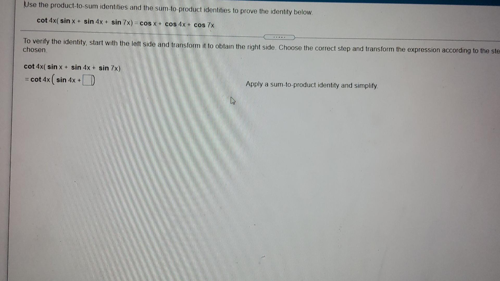 Solved Use the product-to-sum identities and the sum to | Chegg.com