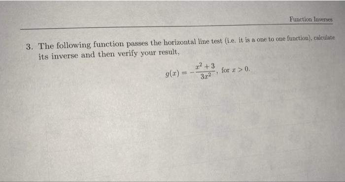 Solved Function Inverses 3. The following function passes | Chegg.com