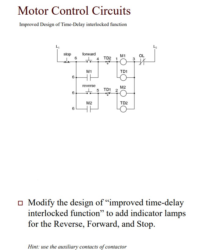 Solved Motor Control CircuitsImproved Design of Time-Delay | Chegg.com