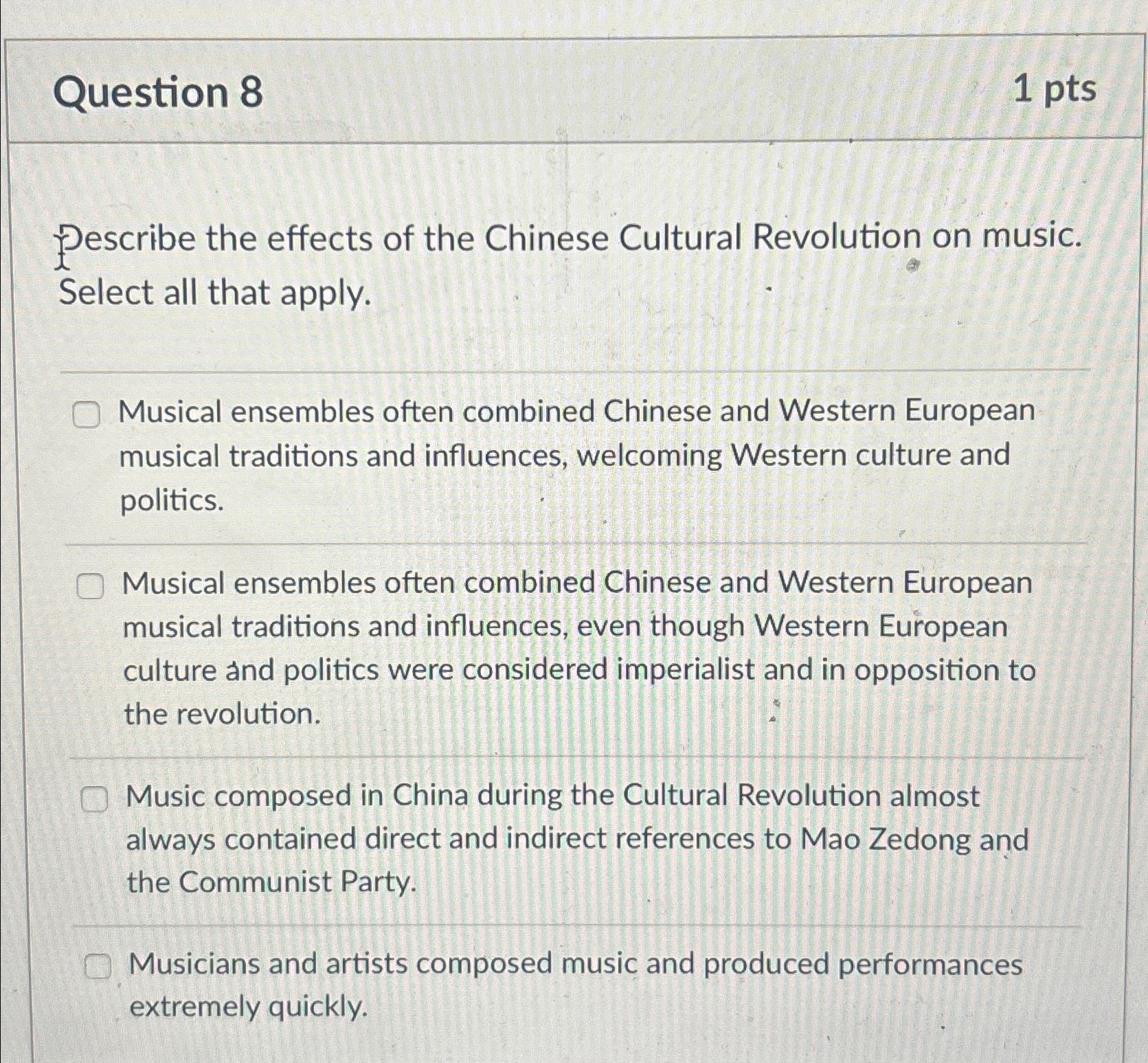 Solved Question 81 ﻿ptsPescribe the effects of the Chinese | Chegg.com