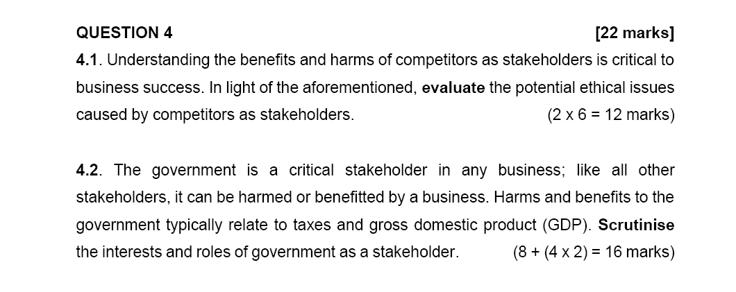 Solved QUESTION 4[22 ﻿marks]4.1. ﻿Understanding the benefits | Chegg.com